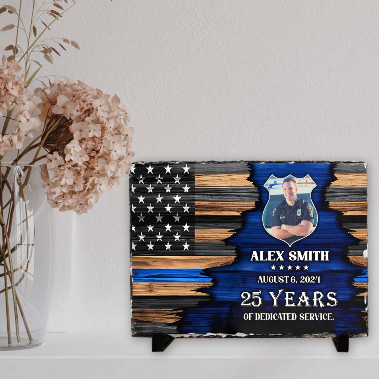 Personalized Police Retirement Recognition Plaques Customized, Police Flag Award Stone, Police ...