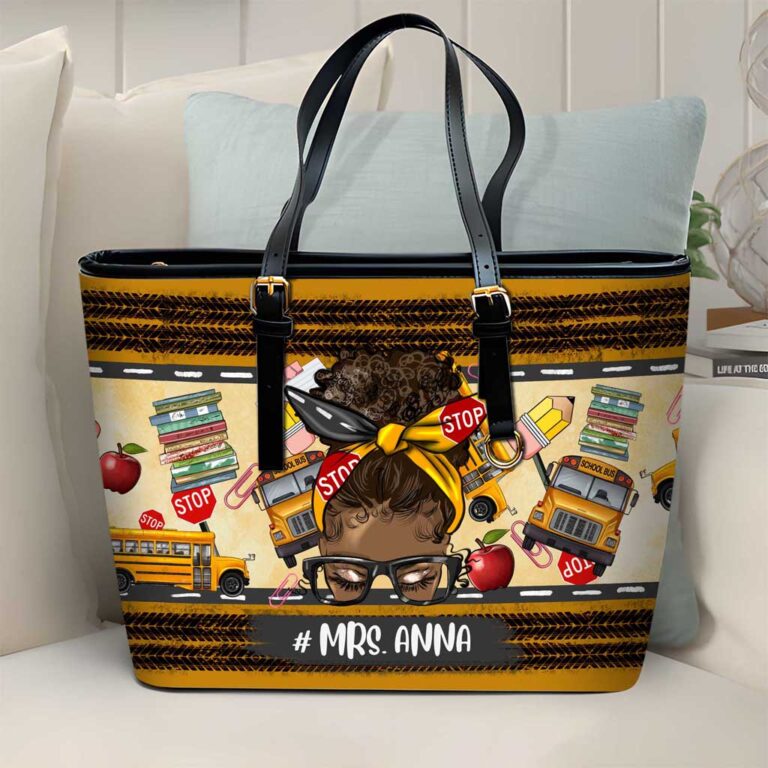 School Bus Driver Leather Tote Bag, Back To School Gifts, Beginning Of ...