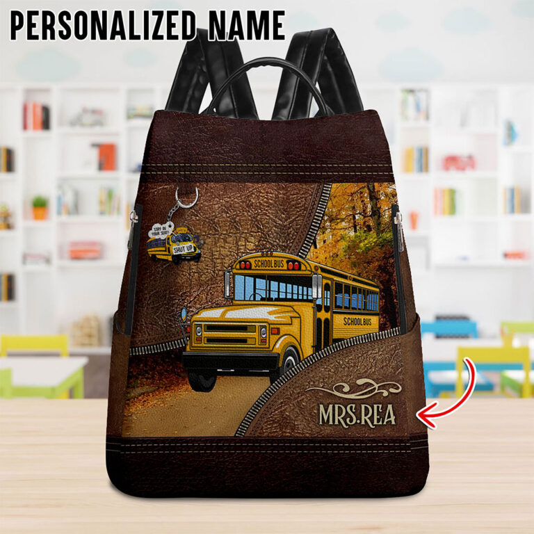 Personalized School Bus Driver Leather Backpack QFTO4050801 – Rosateestore